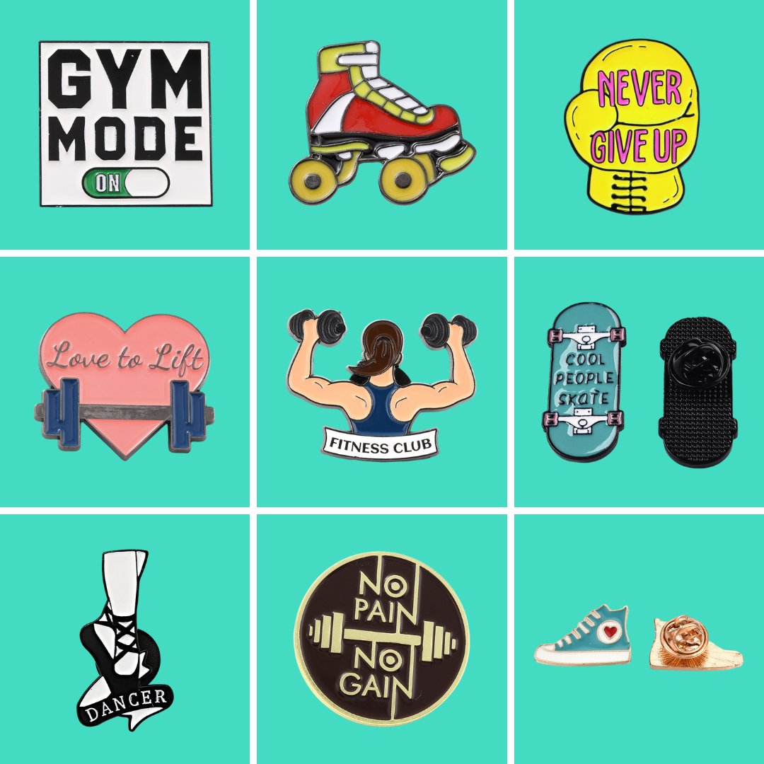 Exercise & Sporty Enamel Pins – Jelly Metal